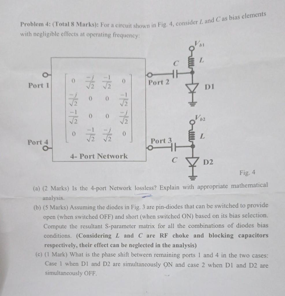 Solved For a circuit shown in Fig. 4, consider L and C as | Chegg.com