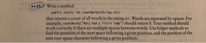Solved E5,7 Write a method public static int countwords | Chegg.com