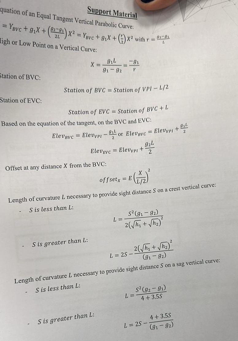 Solved Equal Tangent Vertical Parabolic Curve: | Chegg.com