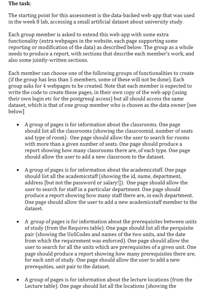Solved The task: The starting point for this assessment is | Chegg.com