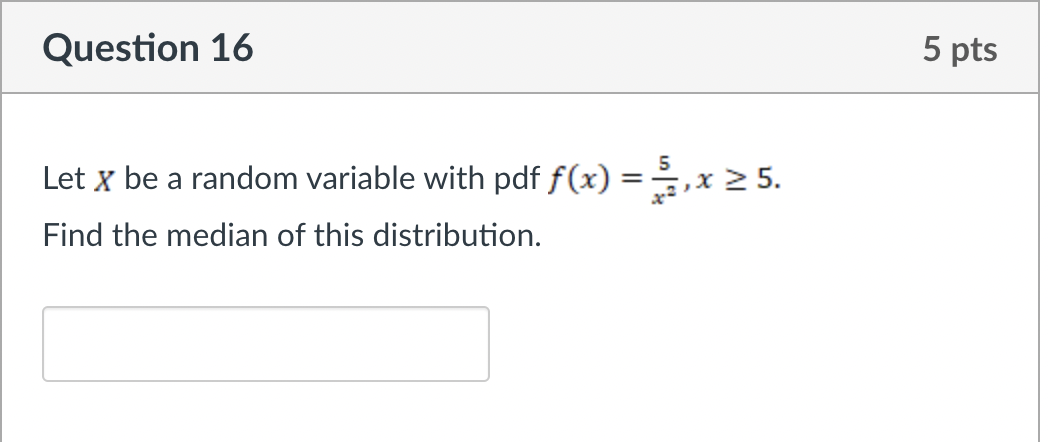 Solved Question 165 ﻿ptsLet x ﻿be a random variable with | Chegg.com