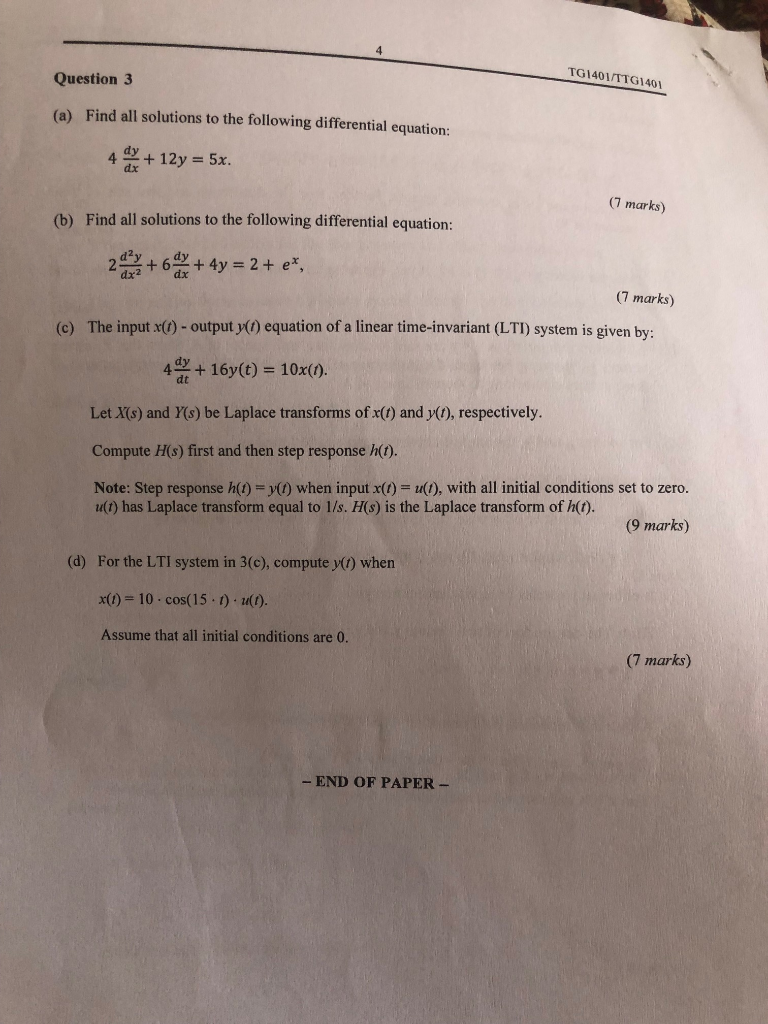 Solved TG1401/TTG1401 Question 3 (a) Find all solutions to | Chegg.com