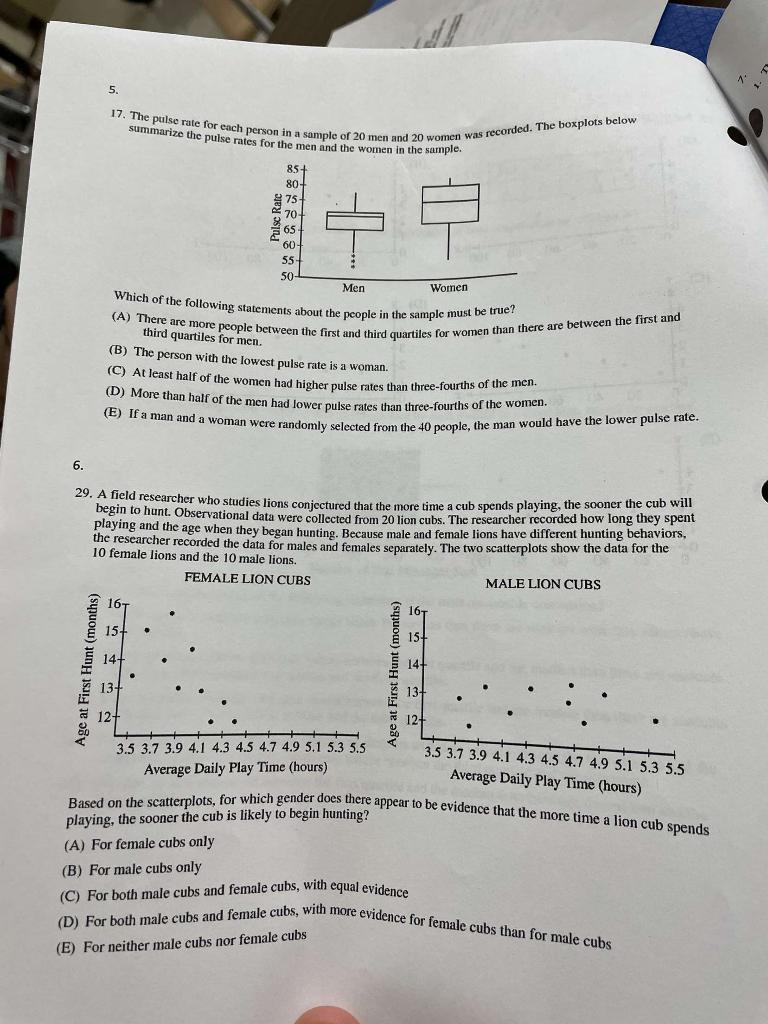 Solved 17. The palse rate for each person in a sample of 20 | Chegg.com