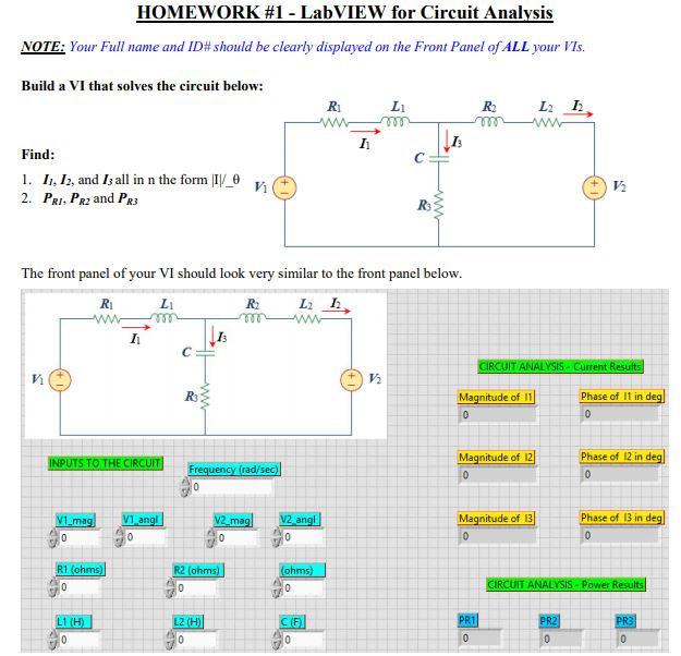 Solved HOMEWORK #1-LabVIEW for Circuit Analysis NOTE: Your | Chegg.com