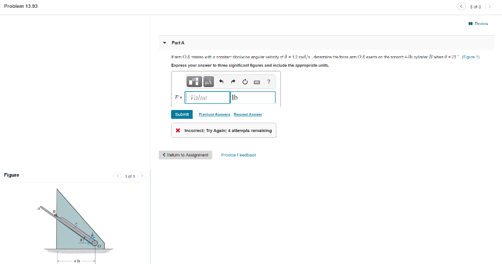 Solved Problem 13.93 u Review Part A smooth 4.1h cylinder B | Chegg.com