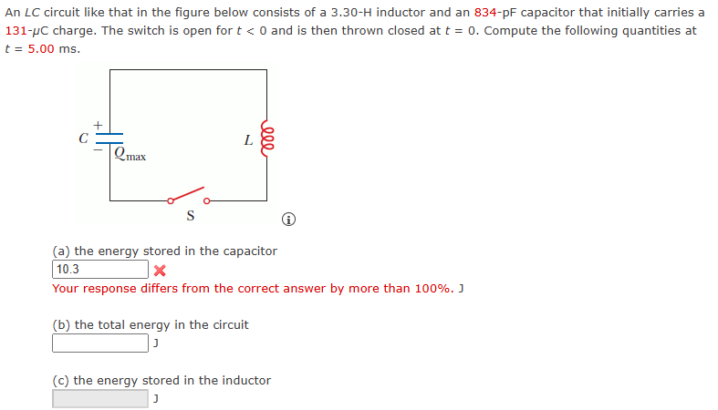 Solved An LC ﻿circuit like that in ﻿the figure below | Chegg.com