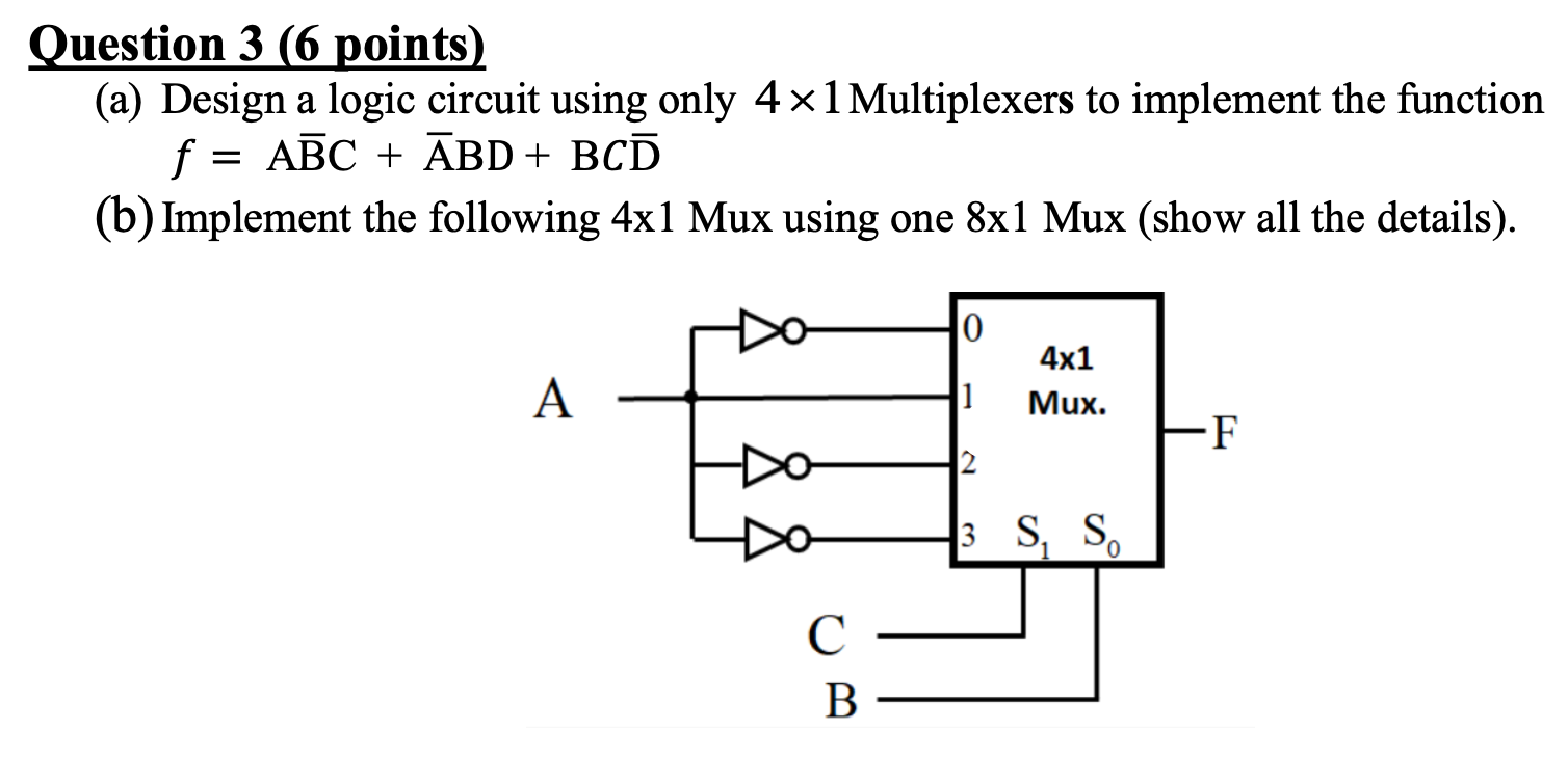 Solved Question 3 ( 6 points) (a) Design a logic circuit | Chegg.com