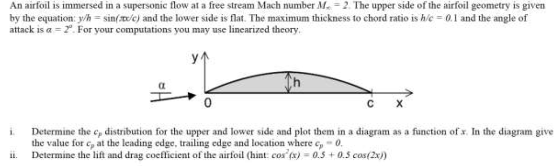 Solved An airfoil is immersed in a supersonic flow at a free | Chegg.com