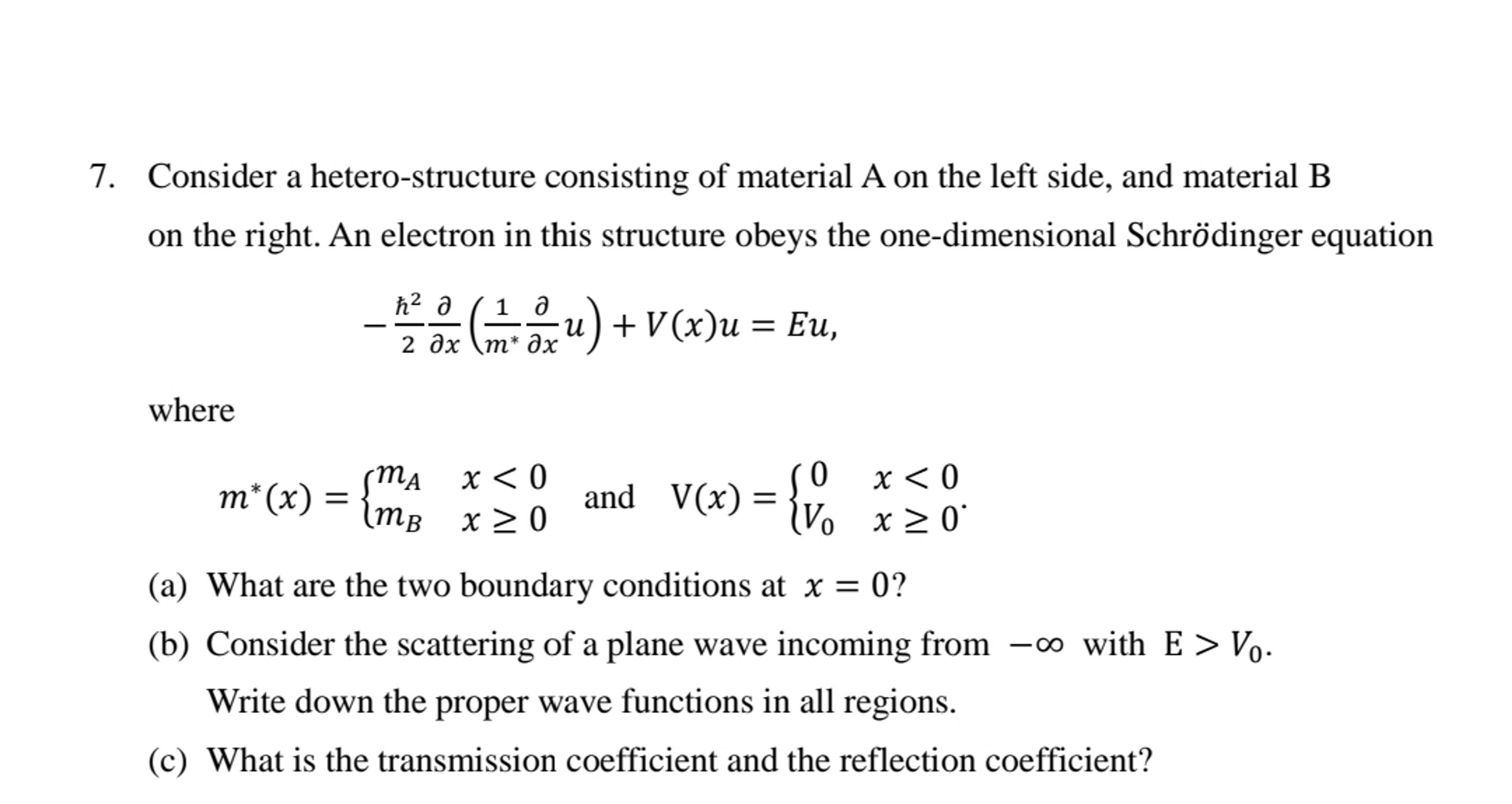 Solved Consider a hetero-structure consisting of material A | Chegg.com