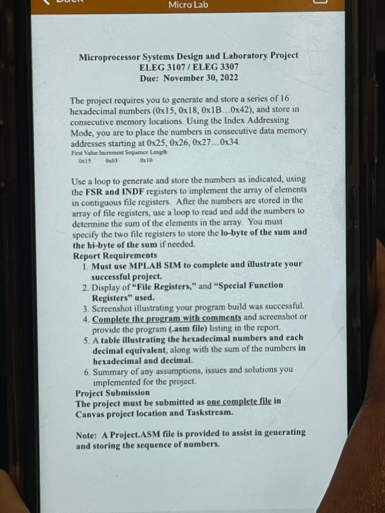 Microprocessor Systems Design and Laboratory Project | Chegg.com