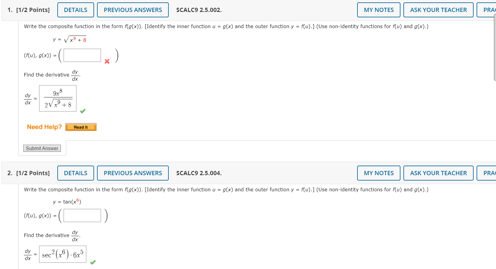 Solved 1. (1/2 points] DETAILS PREVIOUS ANSWERS SCALC9 | Chegg.com