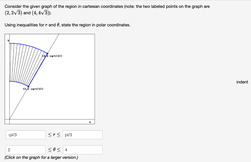 Solved Consider the given graph of the region in cartesian | Chegg.com