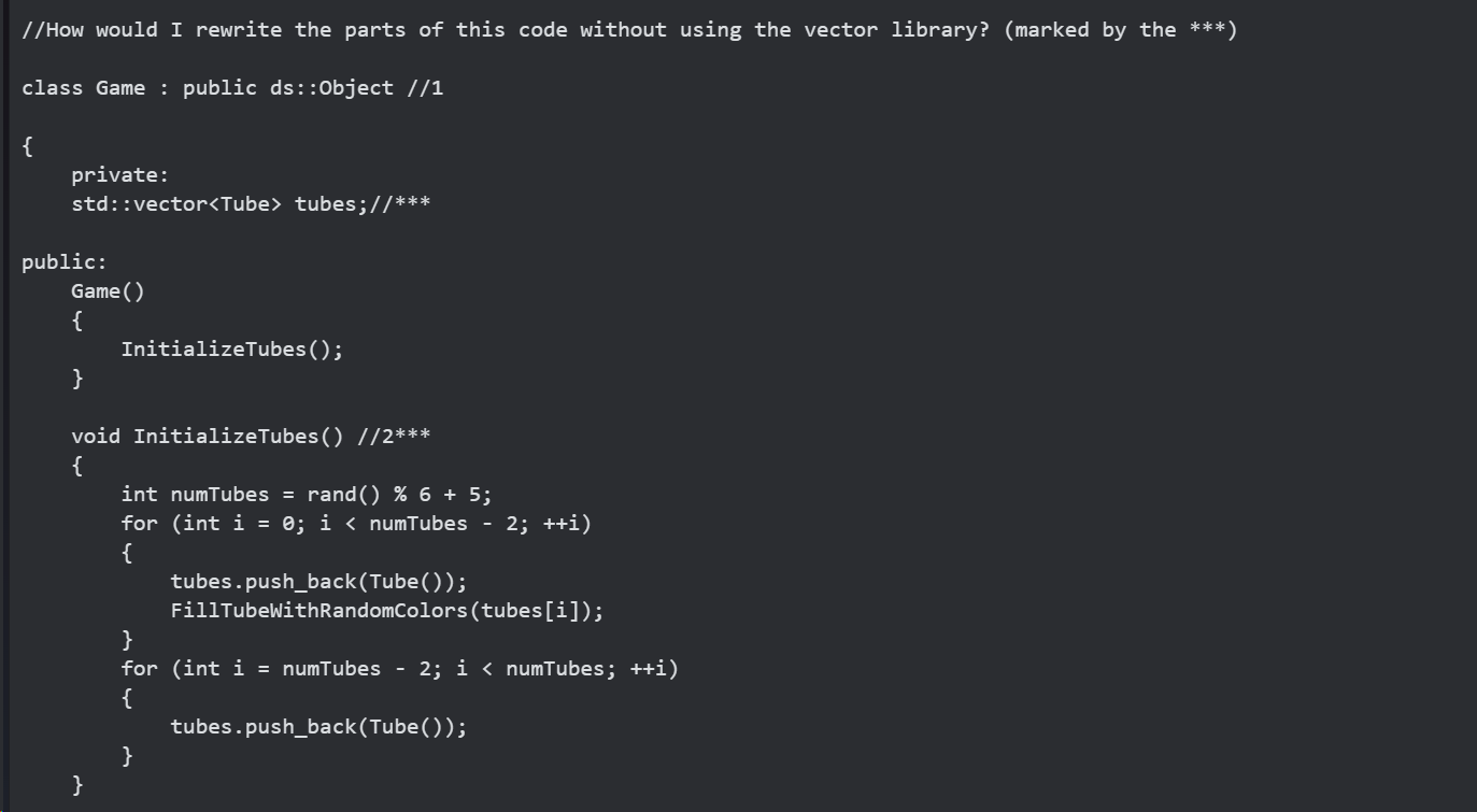 Solved // How would I rewrite the parts of this code without | Chegg.com