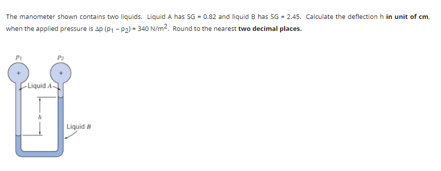 Solved The manometer shown contains two liquids. Liquid A | Chegg.com