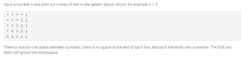 Solved Input a number n and print out n lines of text in the | Chegg.com