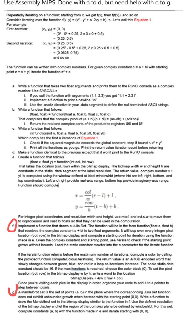 Solved Use Assembly MIPS. Done with a to d, but need help | Chegg.com