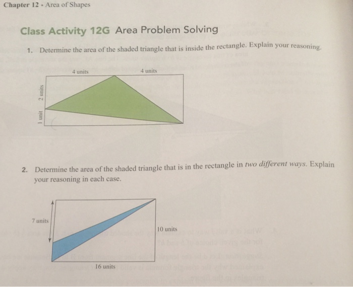 Solved Chapter 12 Area of Shapes Class Activity 12G Area | Chegg.com