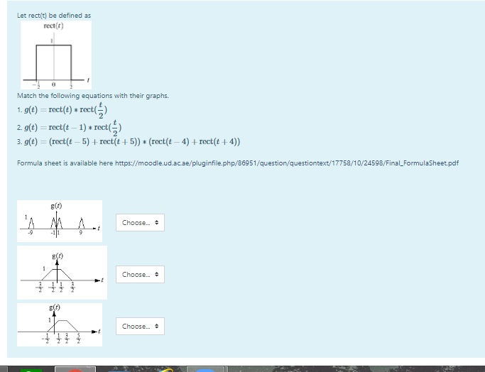 Solved Let rect(t) be defined as rect() Match the following | Chegg.com