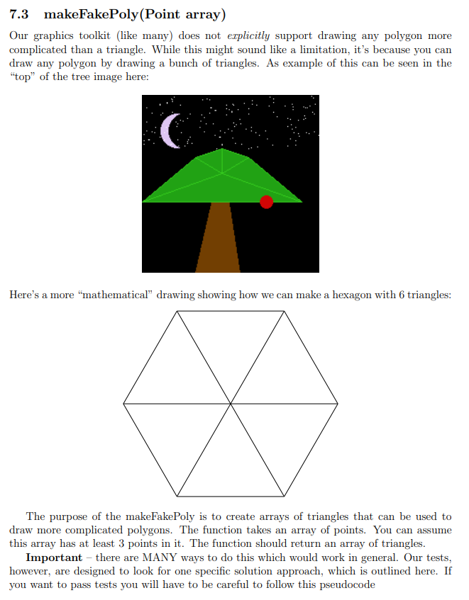 Solved 7.3 makeFakePoly(Point array) Our graphics toolkit | Chegg.com