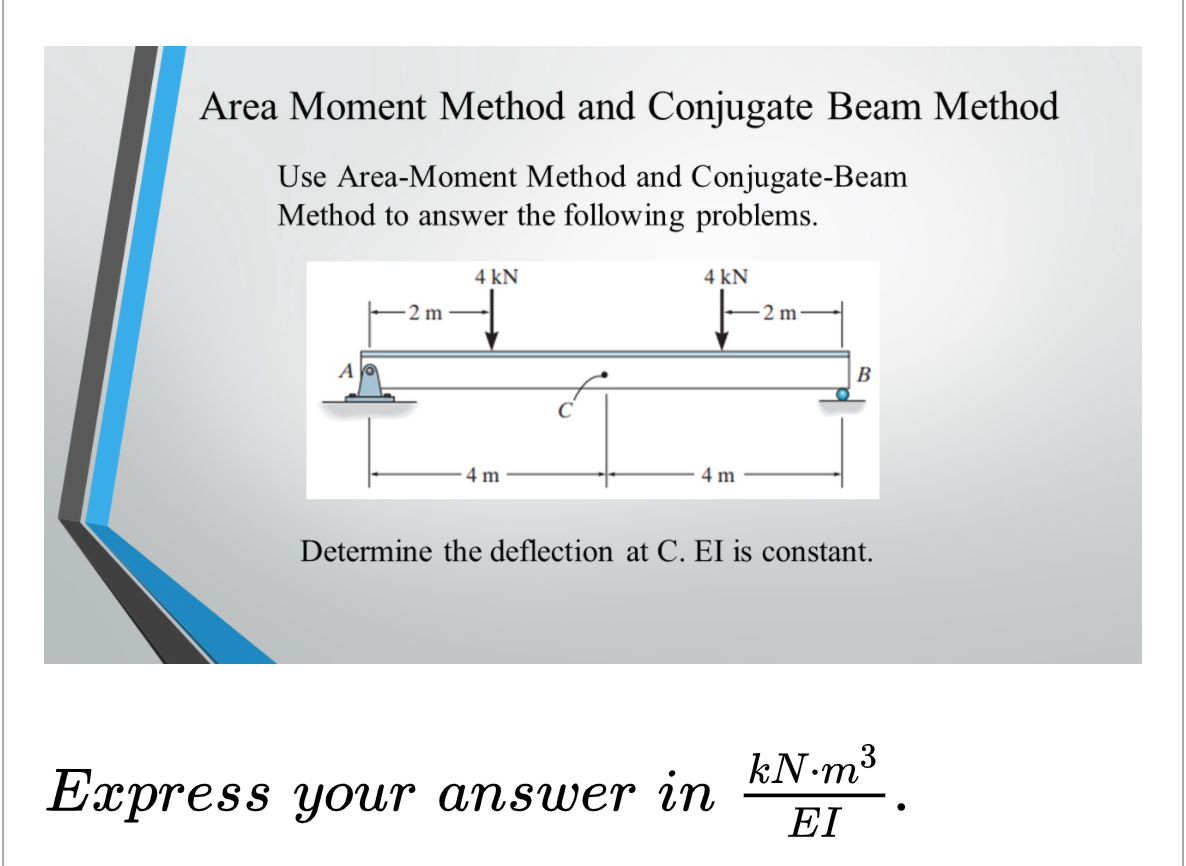 Solved Area Moment Method and Conjugate Beam Method Use | Chegg.com