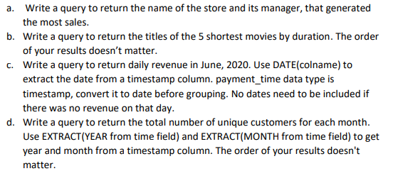 Solved For the Movie Rental Database schema below, specify | Chegg.com
