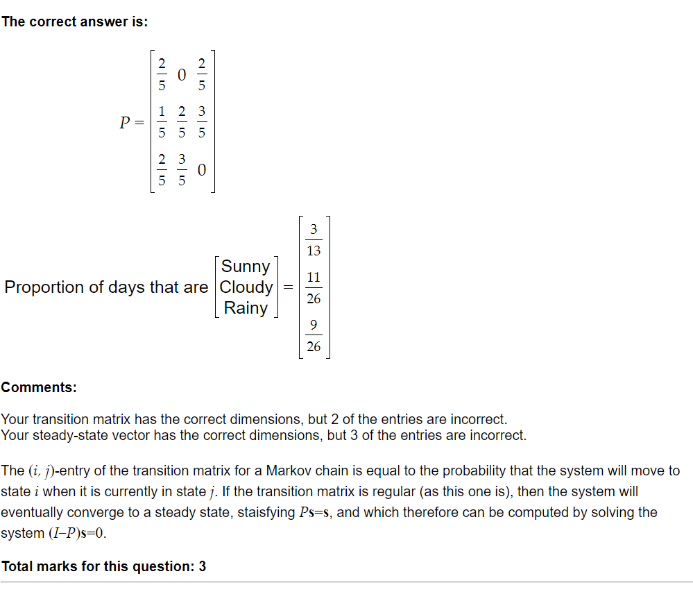 Solved Please answer this i need the P matrix(please list it | Chegg.com