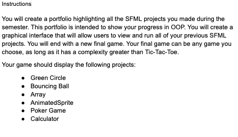 Solved InstructionsYou will create a cpp program portfolio | Chegg.com