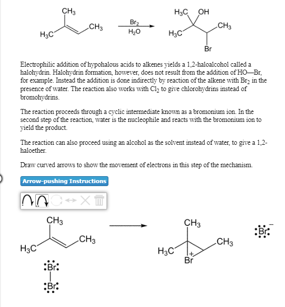 Solved CH3 HaC OH Br CH3Z- CH3 Нас H20 H3C Electrophilic | Chegg.com