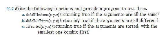 Solved P5.2 Write the following functions and provide a | Chegg.com