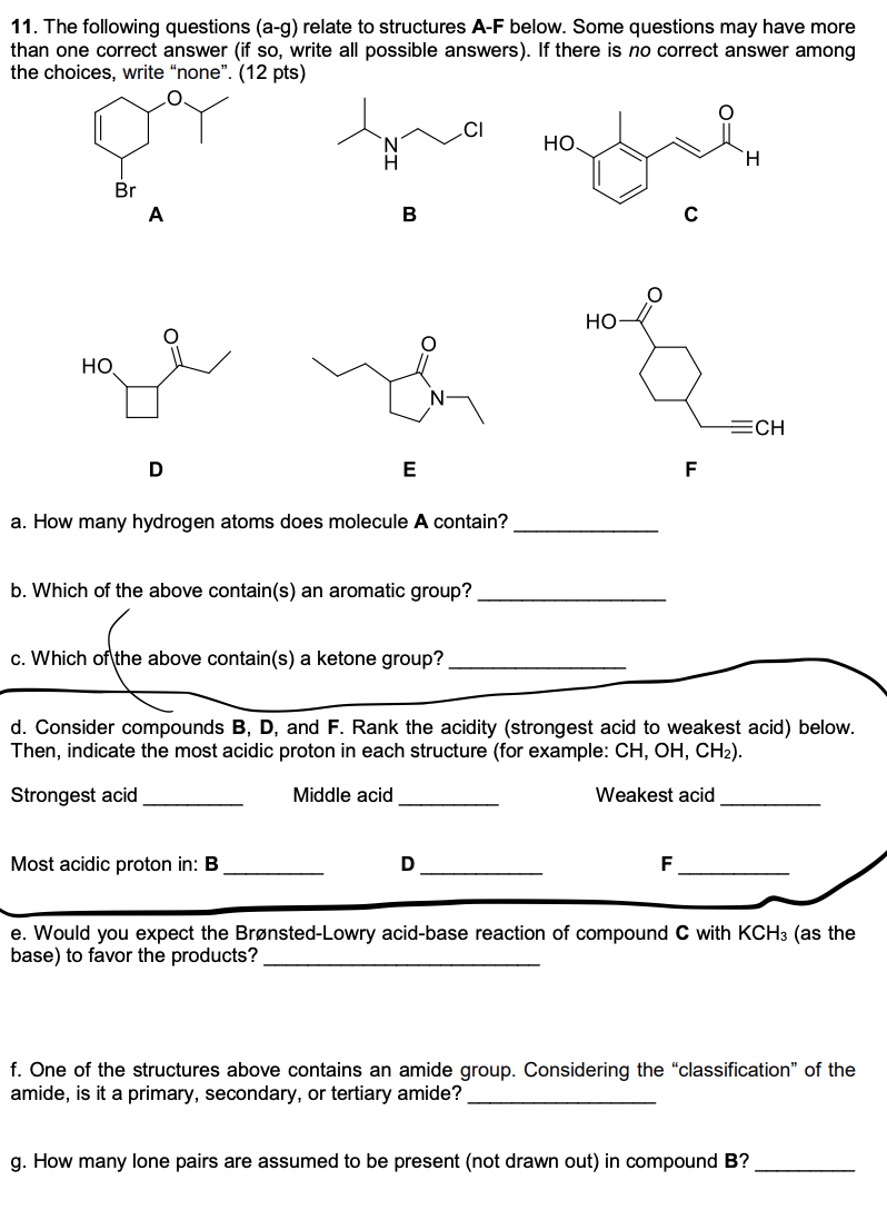 Solved Consider compounds B, D, and F. Rank the acidity | Chegg.com