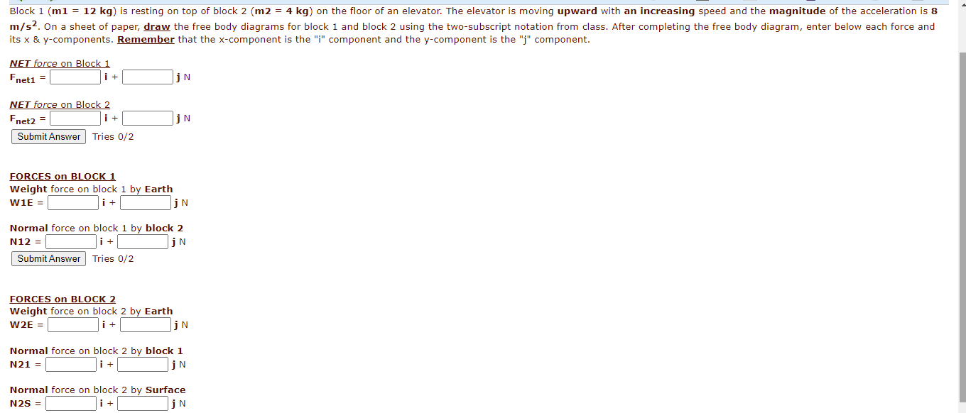 Solved Block 1 (m1 = 12 kg) is resting on top of block 2 (m2 | Chegg.com