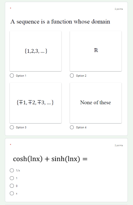 Solved 2 points A sequence is a function whose domain | Chegg.com