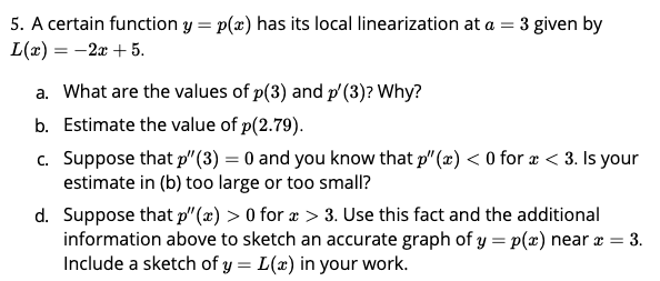 Solved 5. A certain function y=p(x) has its local | Chegg.com