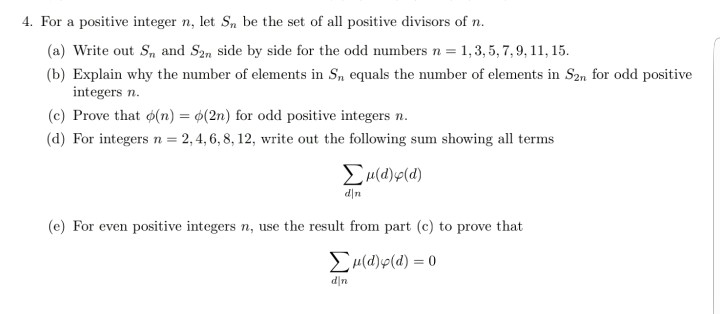 Solved 4. For a positive integer n, let Sn be the set of all | Chegg.com