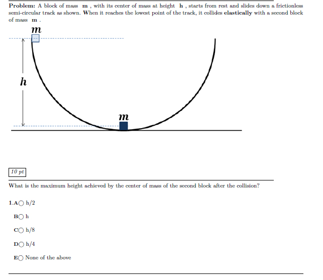 Solved Problem: A block of mass m, with its center of mass | Chegg.com