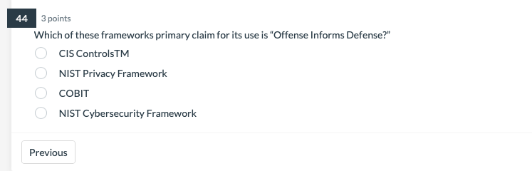Solved 43 points Which of these frameworks primary claim for | Chegg.com