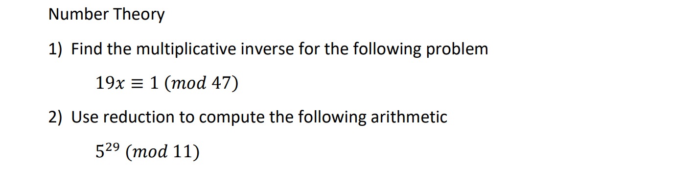 Solved 1) Find the multiplicative inverse for the following | Chegg.com