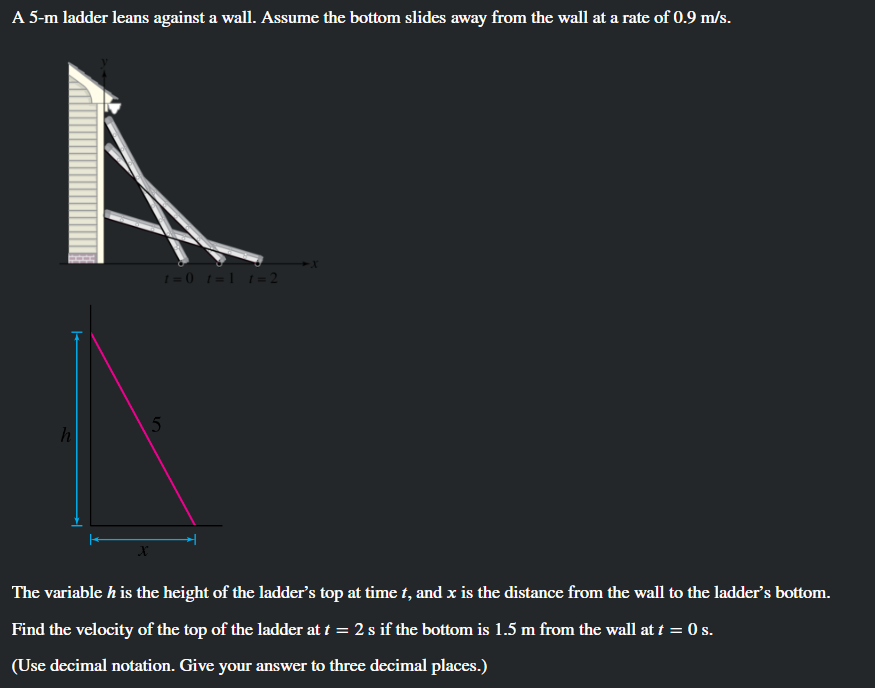 Solved The Variable H Is The Height Of The Ladders Top At 3620