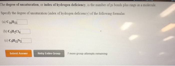 Solved The degree of unsaturation, or index of hydrogen | Chegg.com