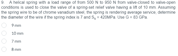 Solved 9. A helical spring with a load range of from 500 N | Chegg.com