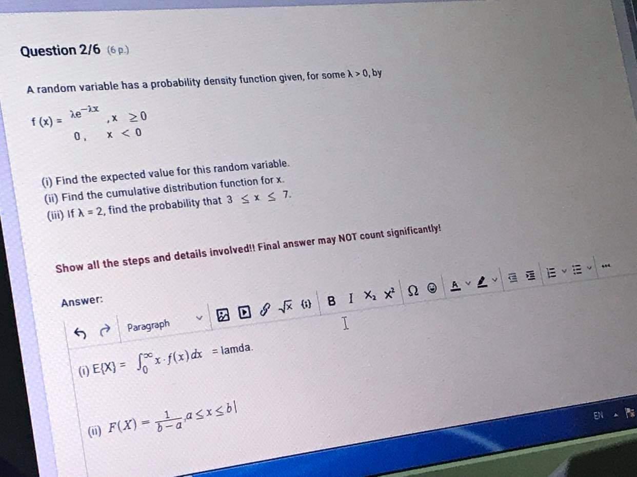 Solved A random variable has a probability density function | Chegg.com
