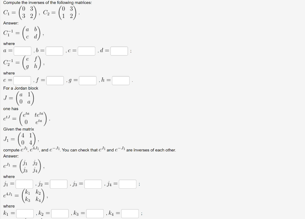 Solved (1 point) The exponential of a diagonal matrix 1 ... | Chegg.com