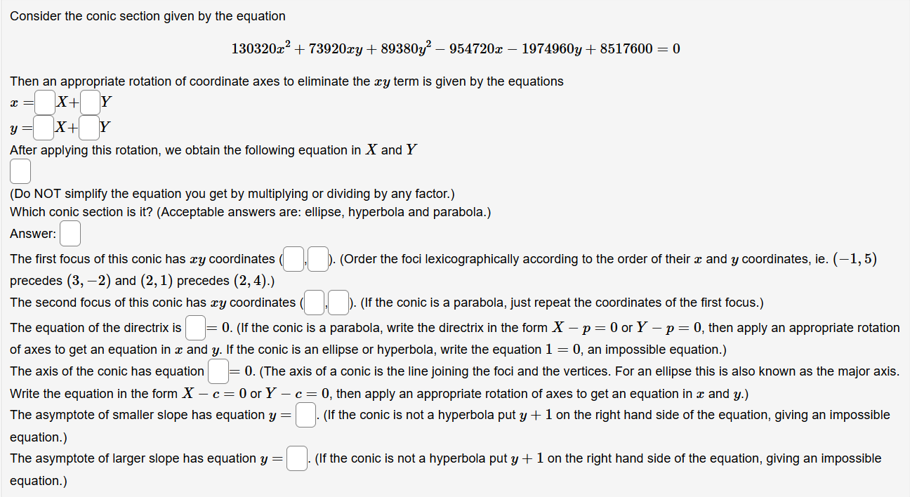 Solved Consider the conic section given by the equation | Chegg.com
