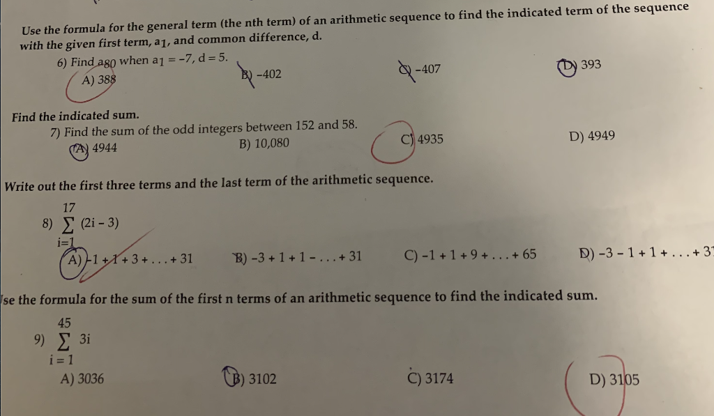 Solved Use the formula for the general term (the nth term) | Chegg.com