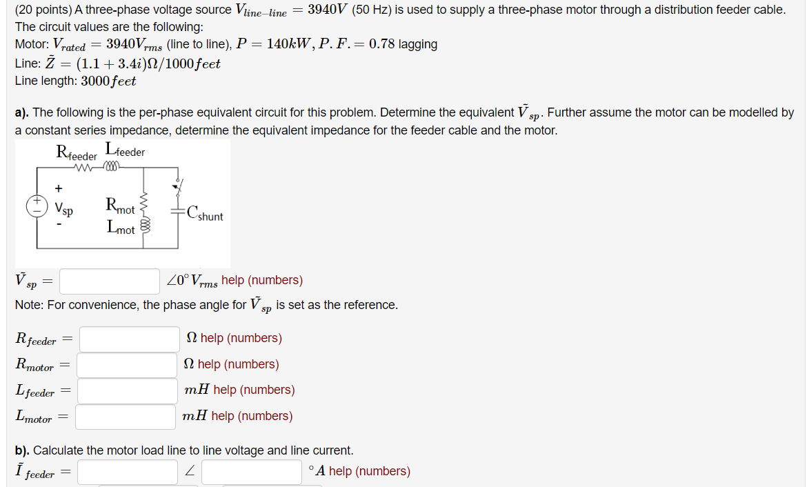 Solved (20 points) A three-phase voltage source Vline-line | Chegg.com