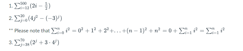 Solved Solve the following summation problems (*You have to | Chegg.com