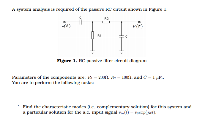 Solved A system analysis is required of the passive RC | Chegg.com