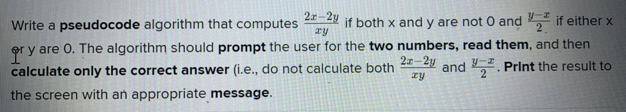 Solved 22-2g Write a pseudocode algorithm that computes if | Chegg.com