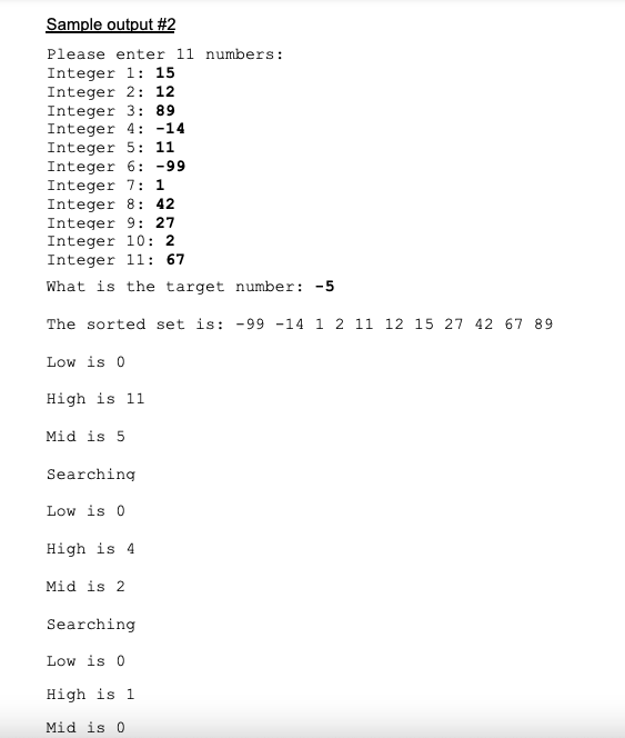 Solved Lab 10B: Binary Bubbles. Binary search is a very fast | Chegg.com