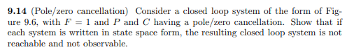 9.14 (Pole/zero cancellation) Consider a closed loop | Chegg.com